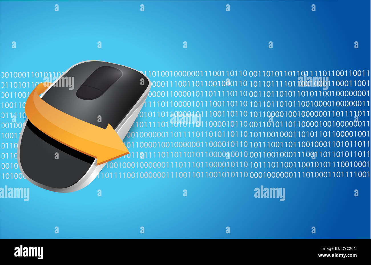 Wireless computer mouse isolated on blue binary background Stock Photo ...