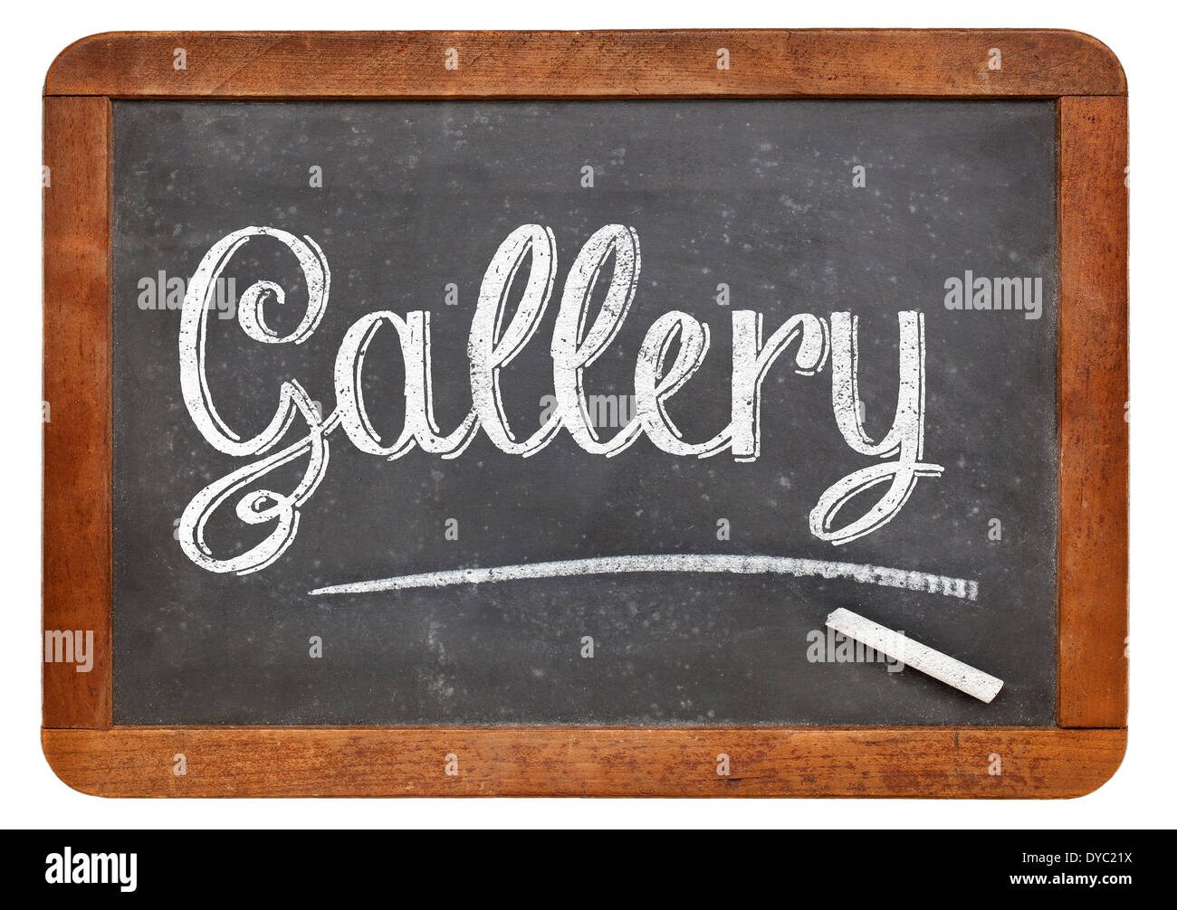 gallery word with white chalk on a vintage blackboard, isolated on ...