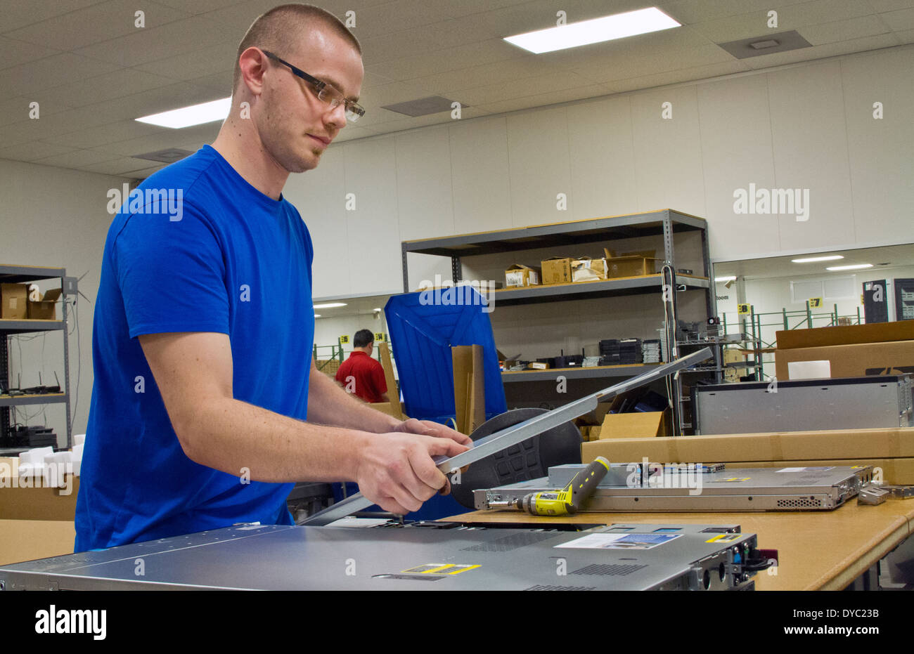 employee assembling HP computer server Stock Photo - Alamy