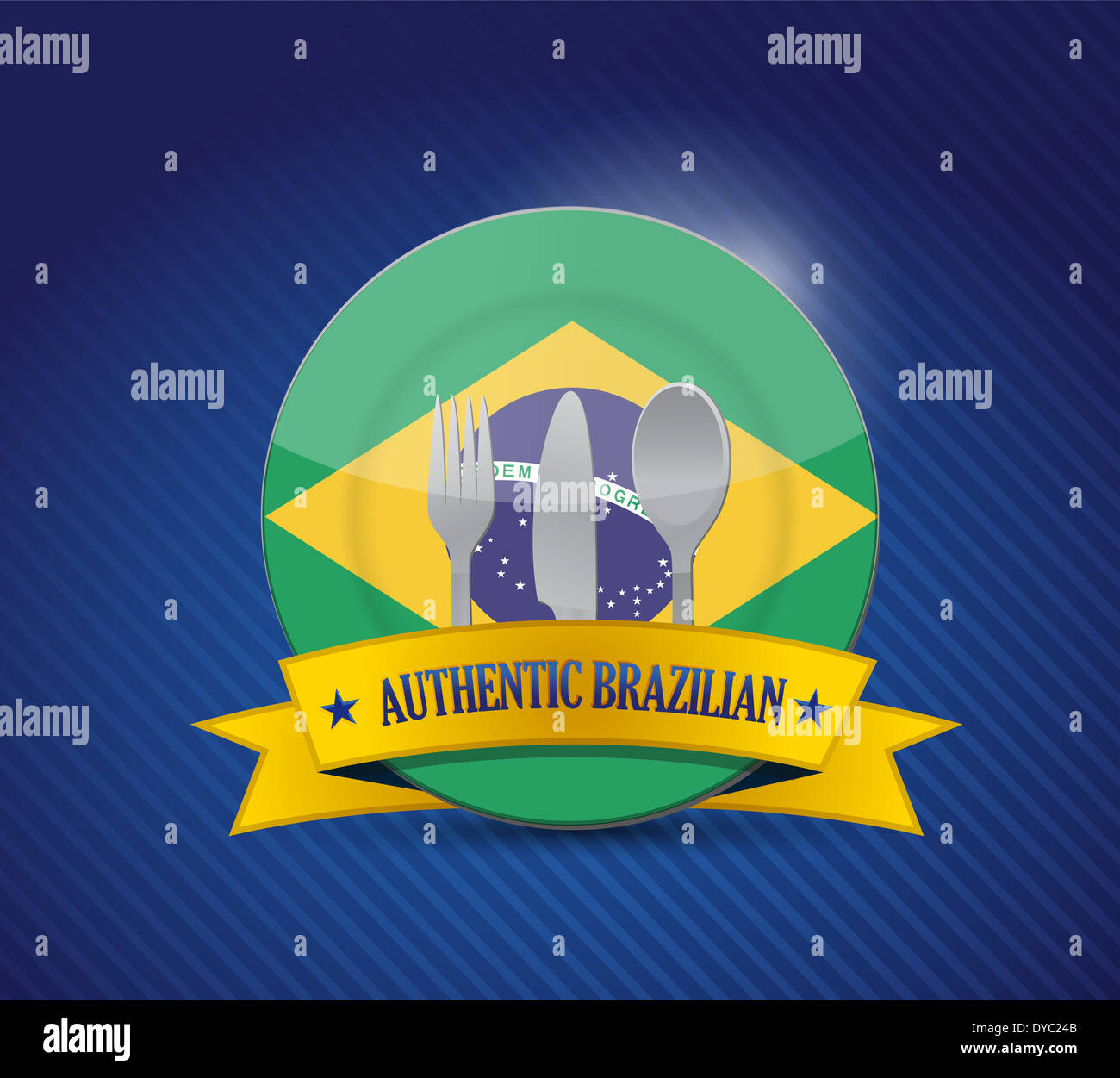 Traditional brazilian restaurant , menu illustration design over blue ...