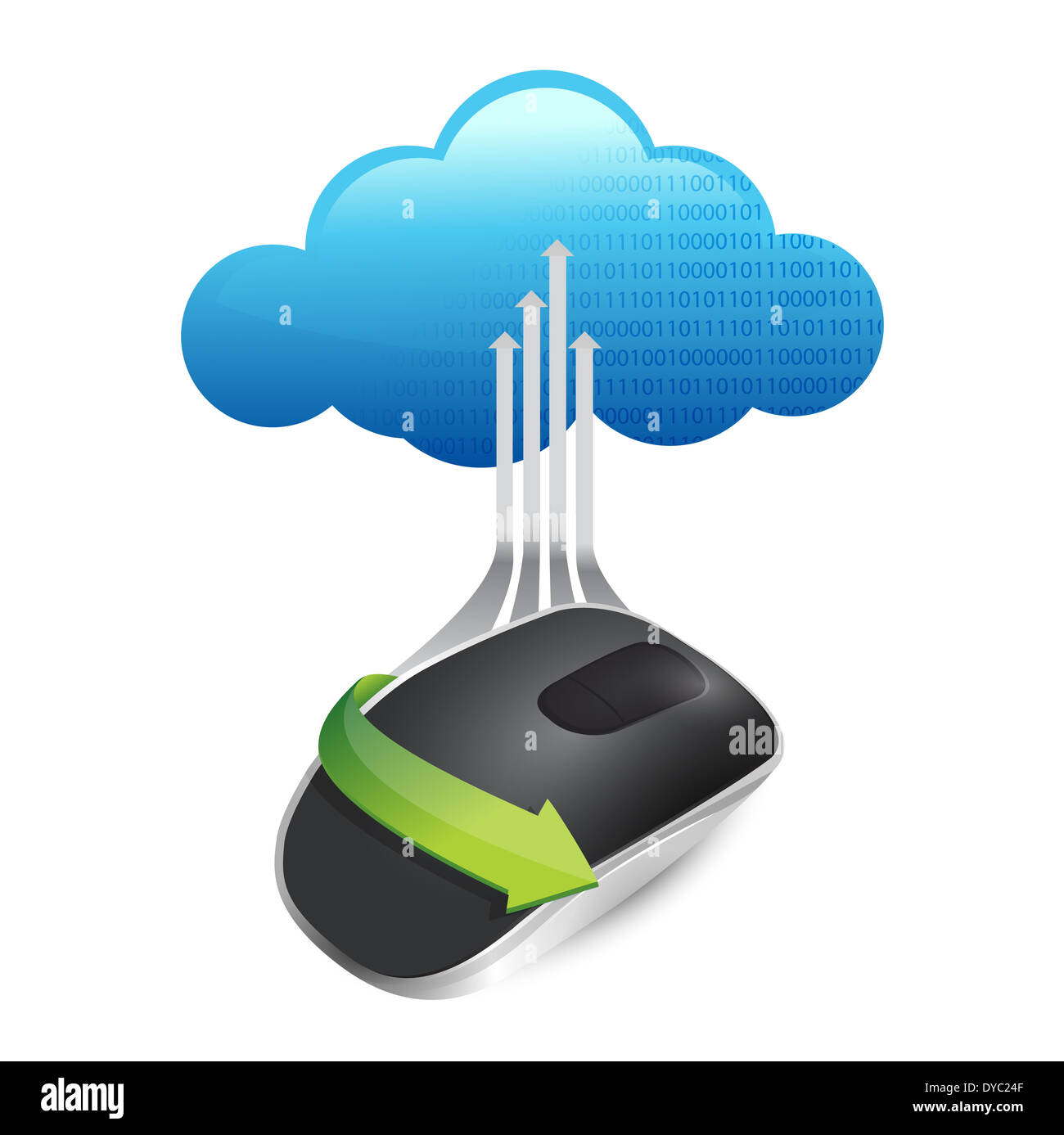 cloud computing and Wireless computer mouse isolated on white ...