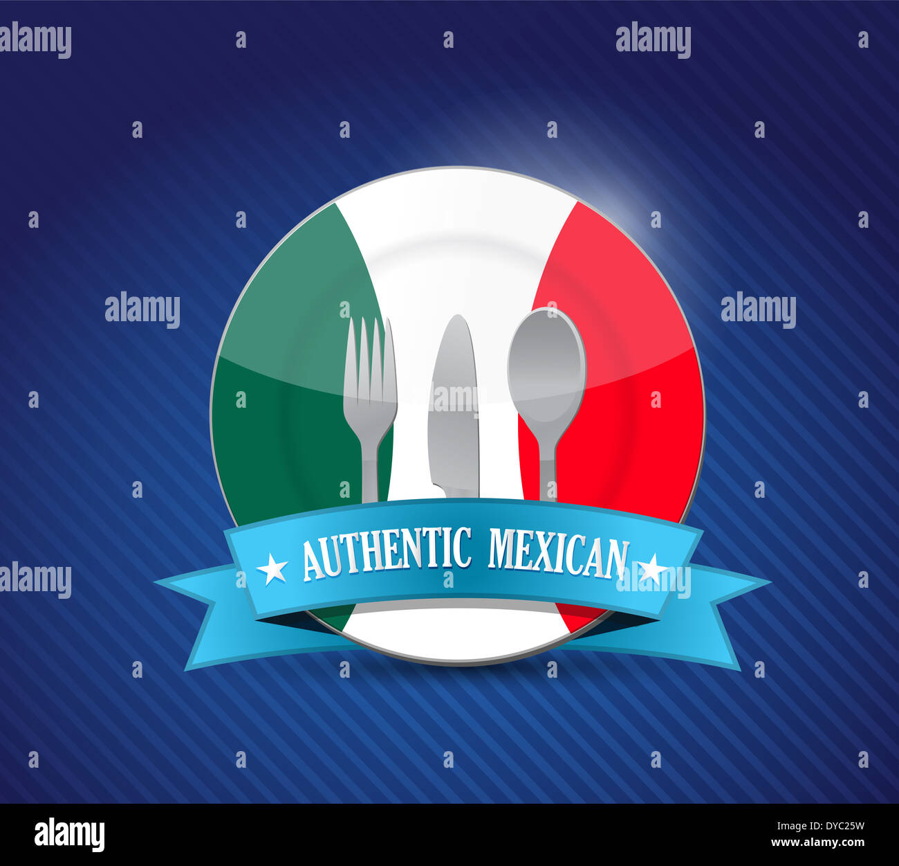 Traditional mexican restaurant , menu illustration design over blue ...