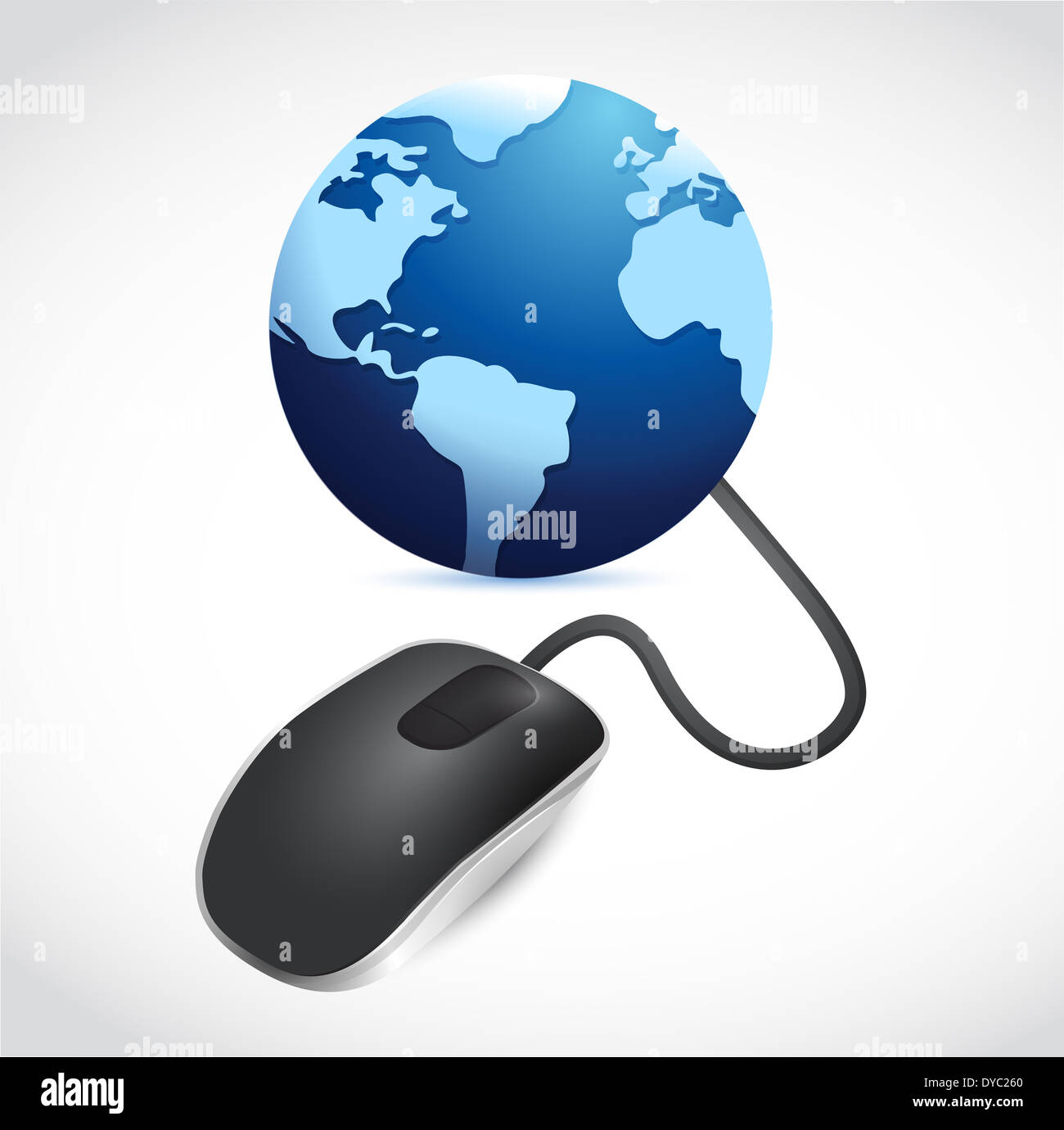 mouse connected to the globe. illustration design over white Stock ...