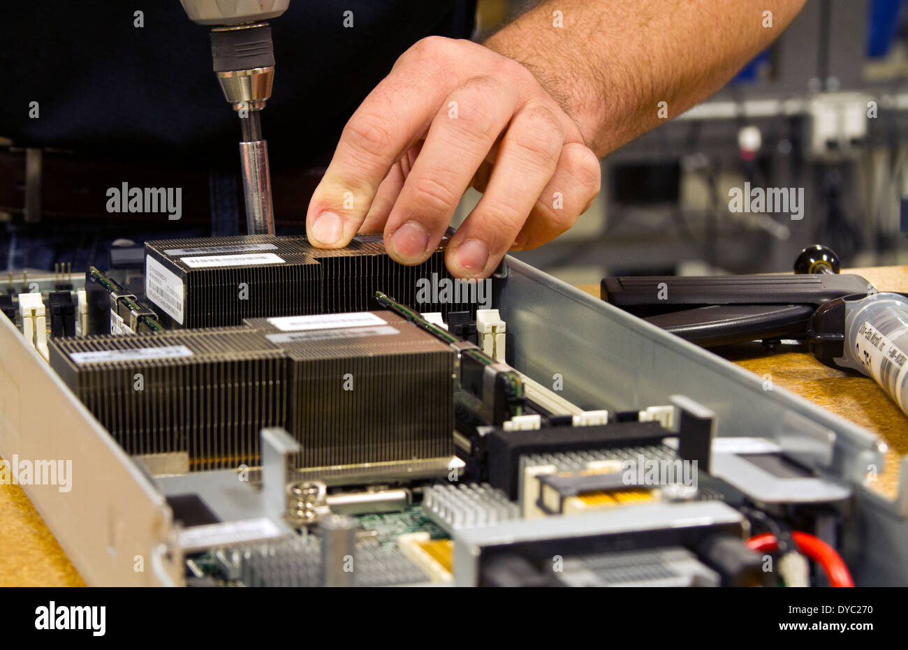 employee assembling HP computer server Stock Photo - Alamy