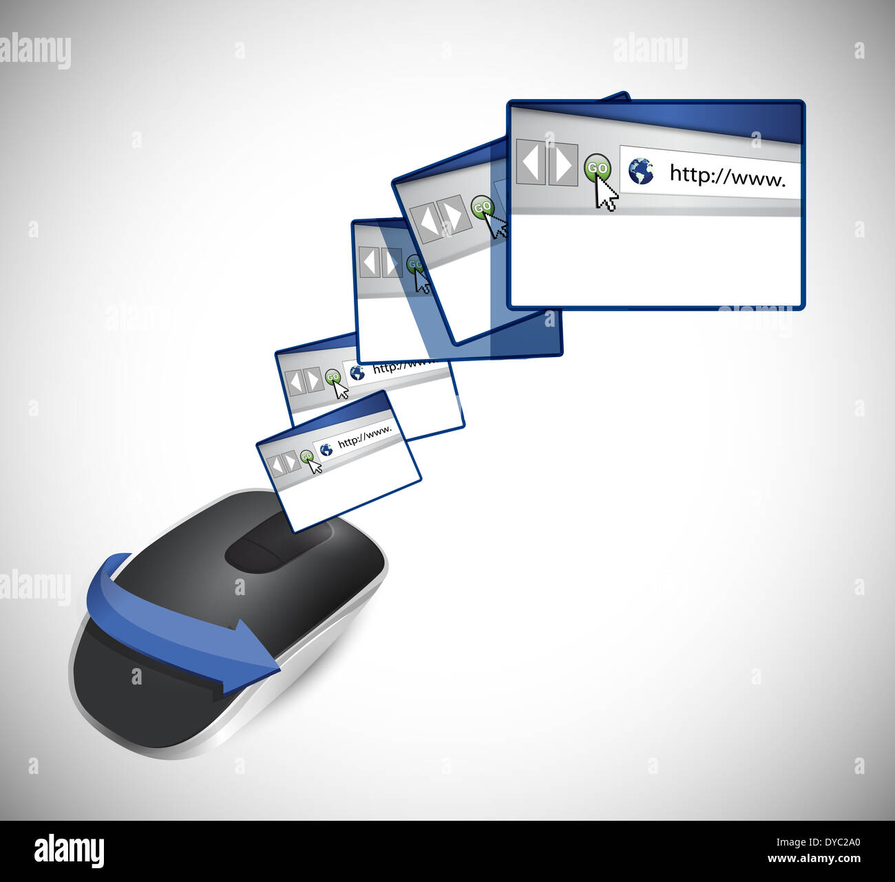 browsers and Wireless computer mouse isolated on white background Stock ...