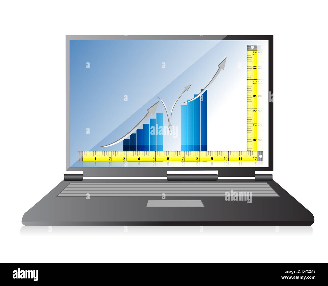 technology Tape measure bar graph concept illustration design over ...