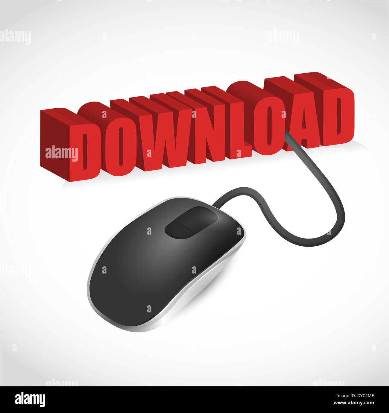 Computer mouse and word Download illustration design over a white ...