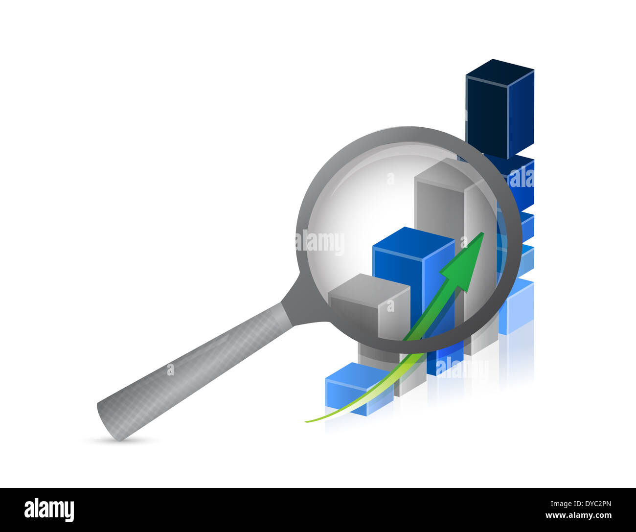 Business success bar graph with magnifying glass illustration design ...
