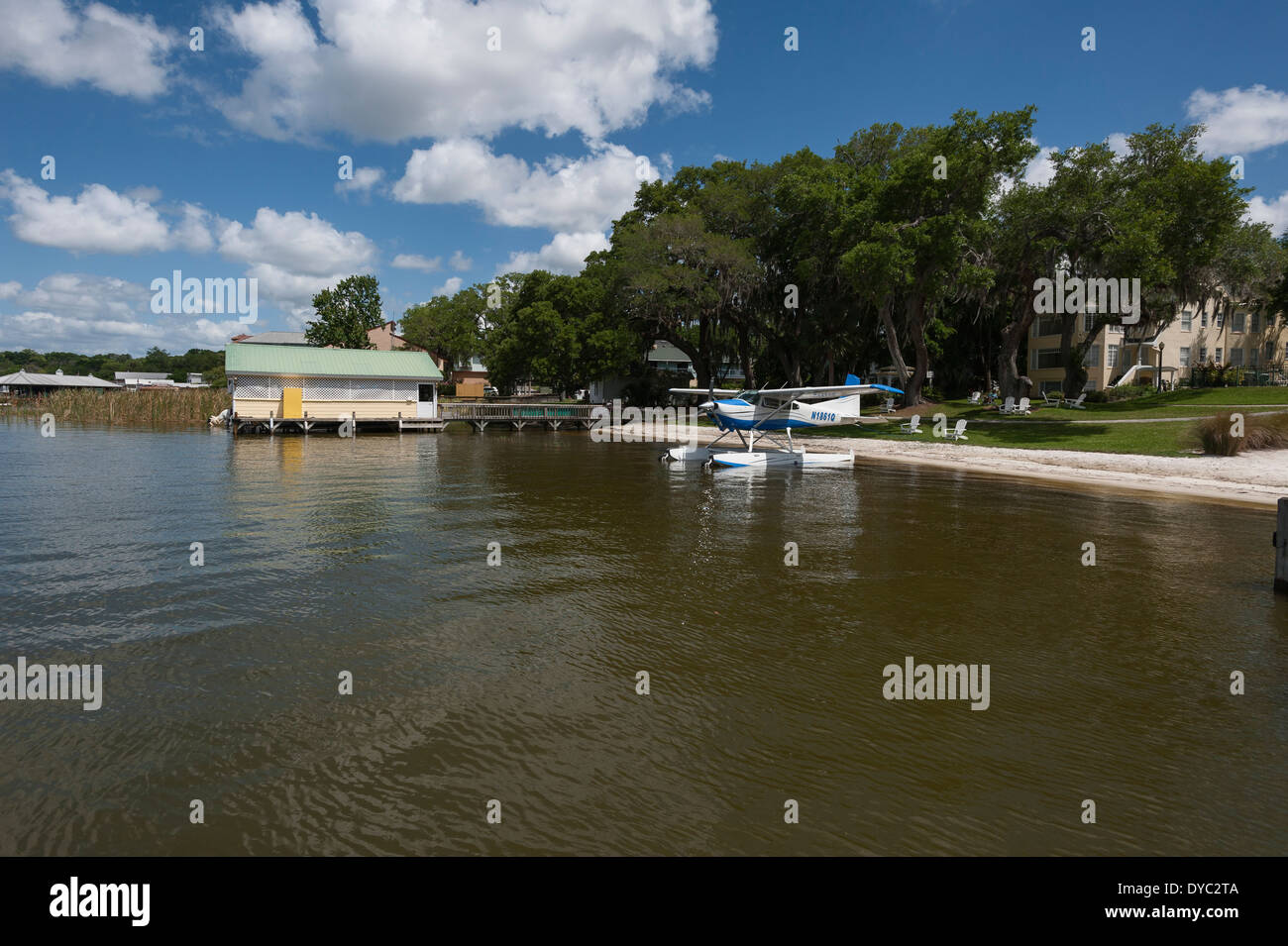 Seaplane on Lake Dora in Mount Dora, Florida USA offering plane rides ...