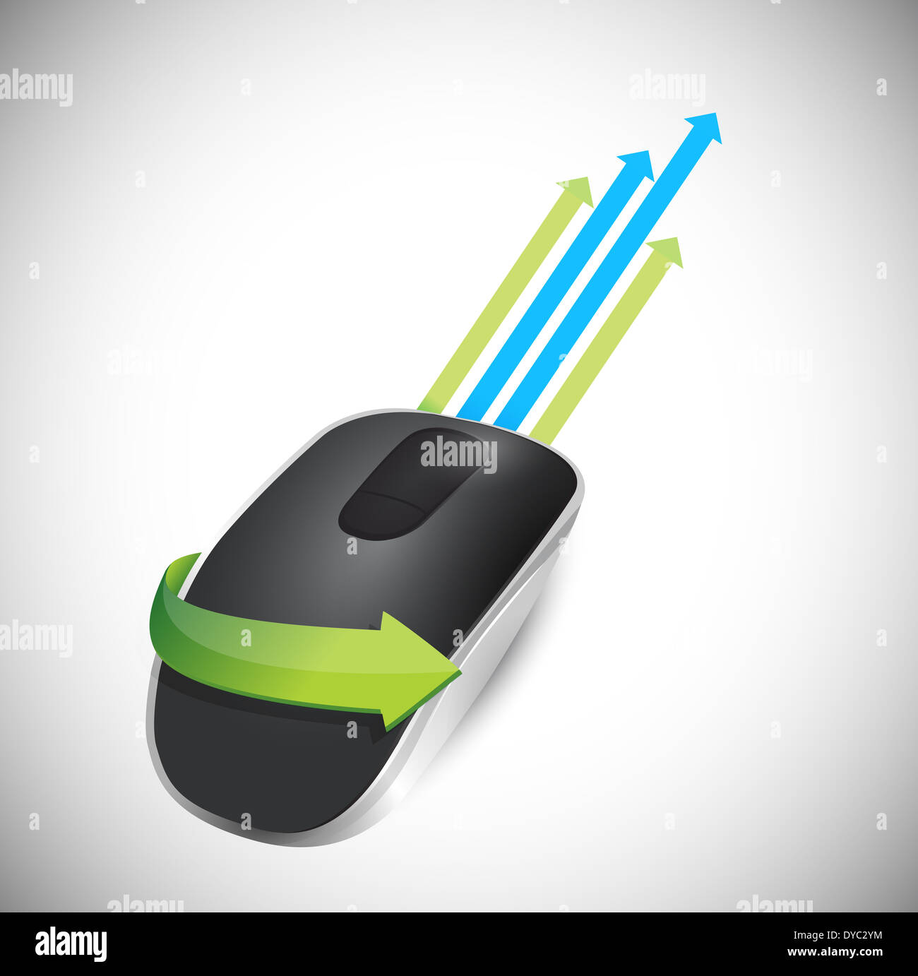 leader arrow and Wireless computer mouse isolated on white background ...