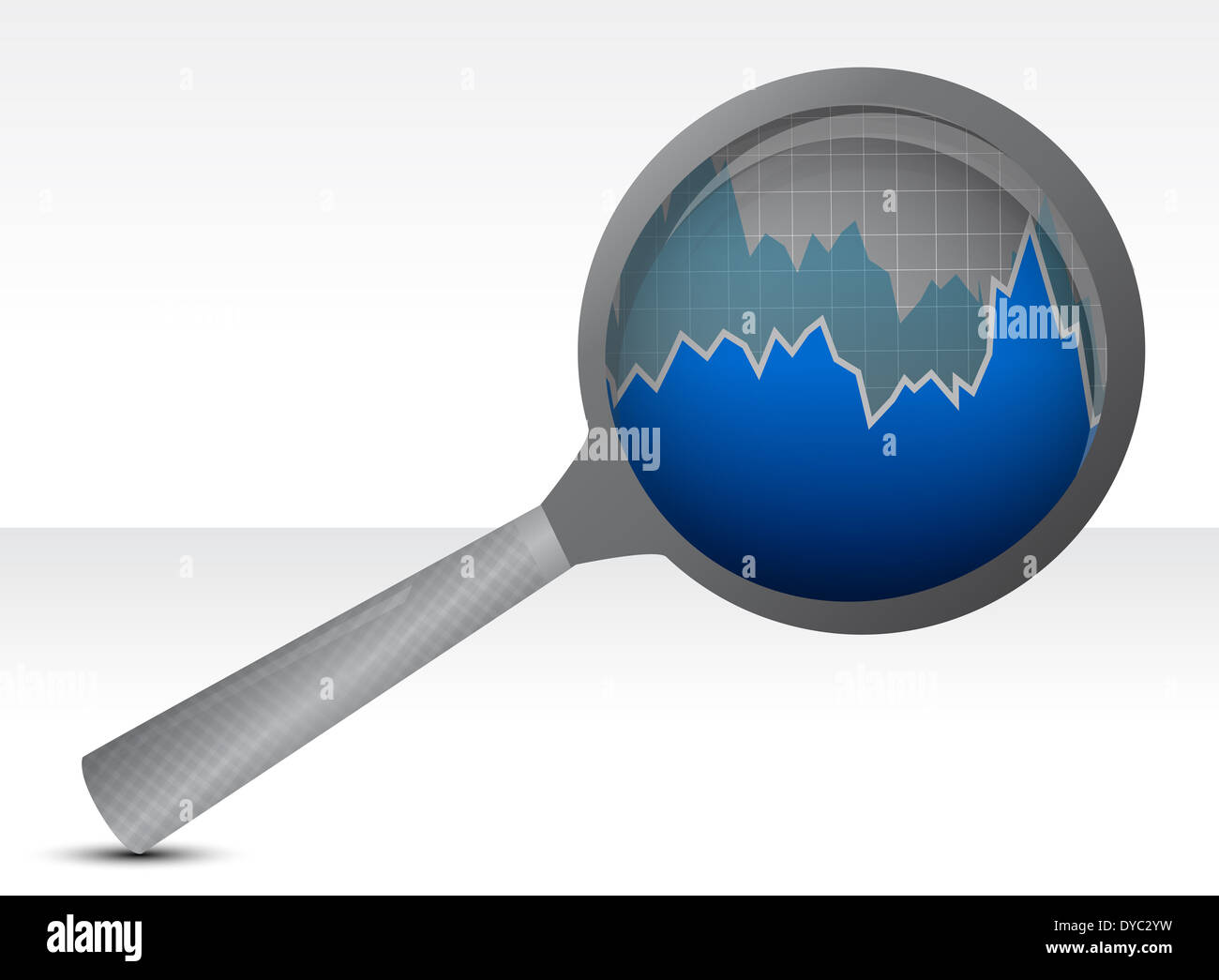 magnifying glass focusing on a graph illustration design Stock Photo ...