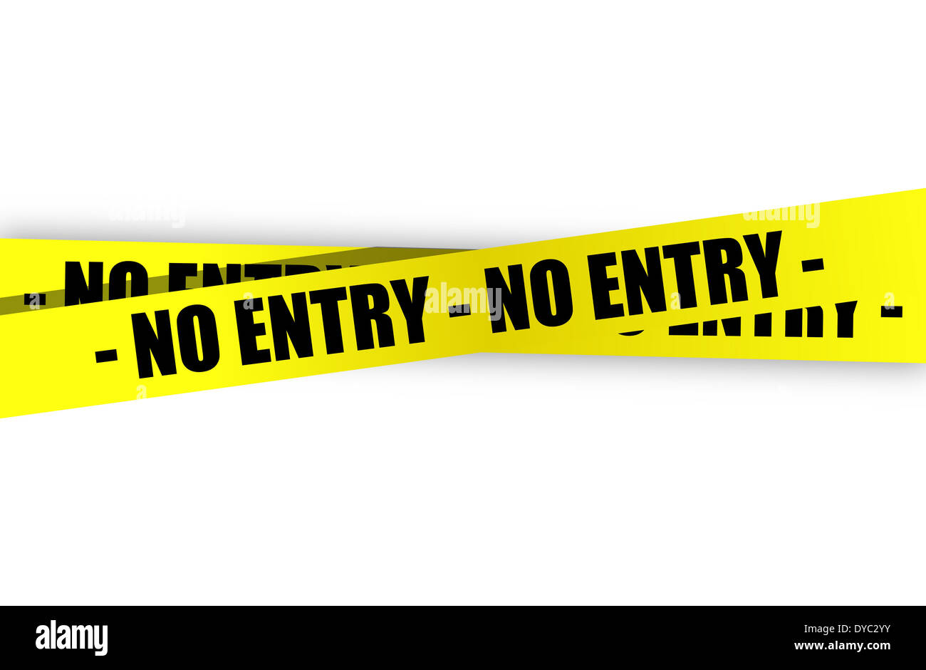 no entry yellow, warning tape illustration design over a white ...