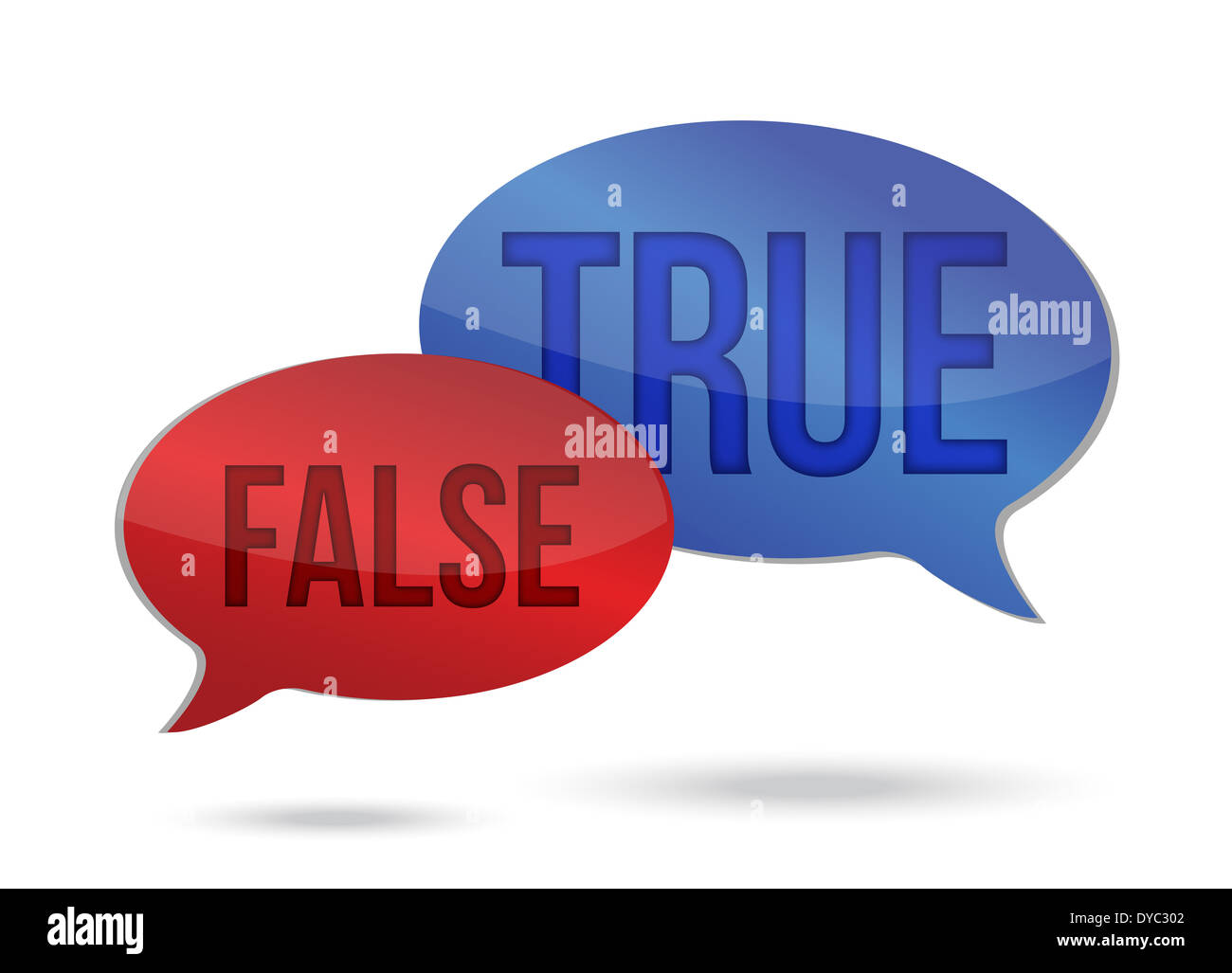 true and false speech communication on a white background Stock Photo ...