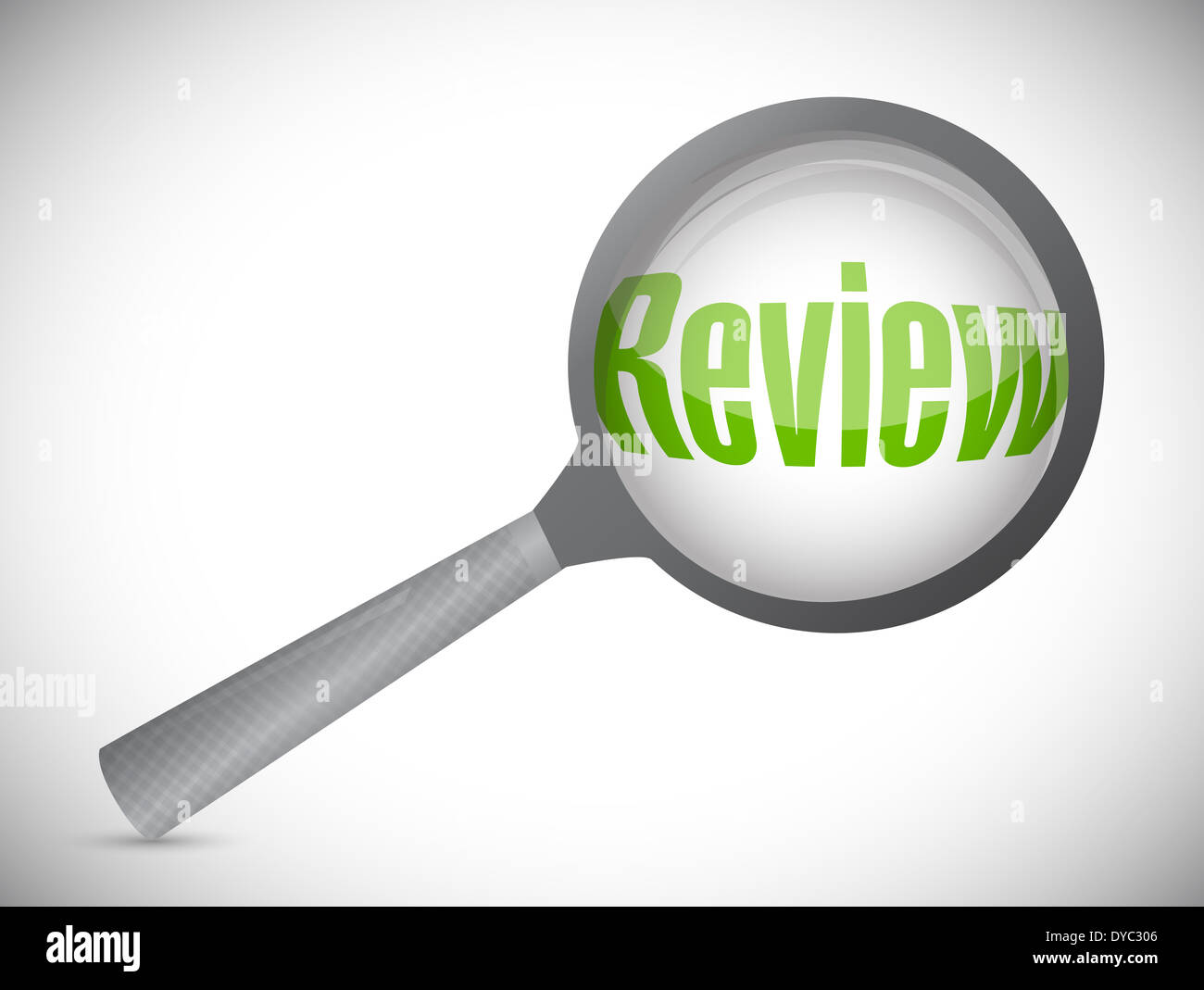 Magnifying glass showing review word on white background Stock Photo ...