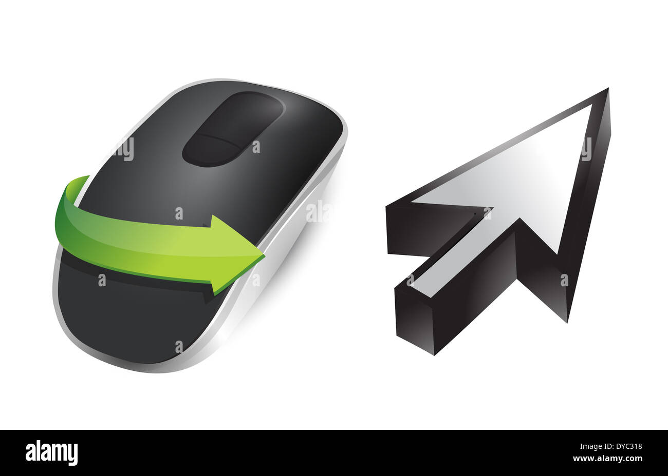 cursor and Wireless computer mouse isolated on white background Stock ...