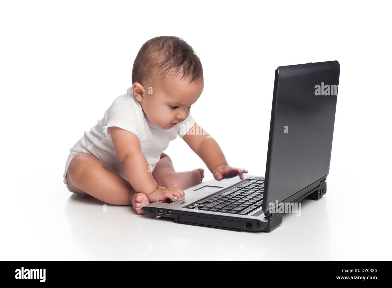 Baby touching laptop keyboard hi-res stock photography and images - Alamy