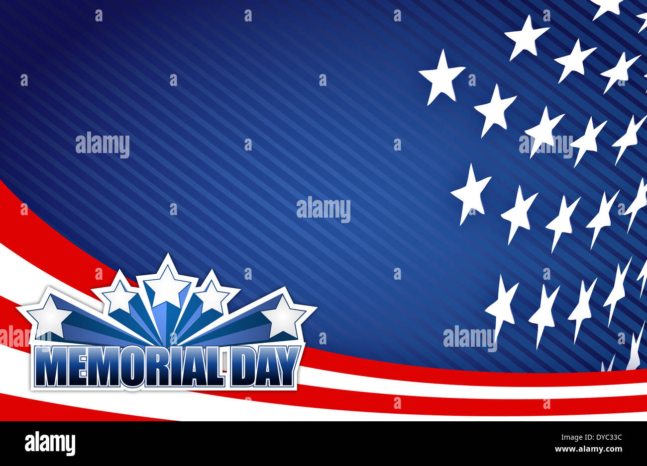 Memorial day red white and blue illustration design graphic background ...