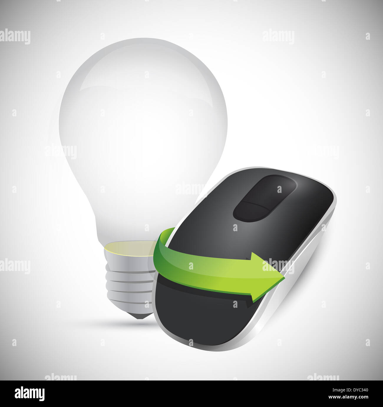 idea bulb and Wireless computer mouse isolated on white background ...