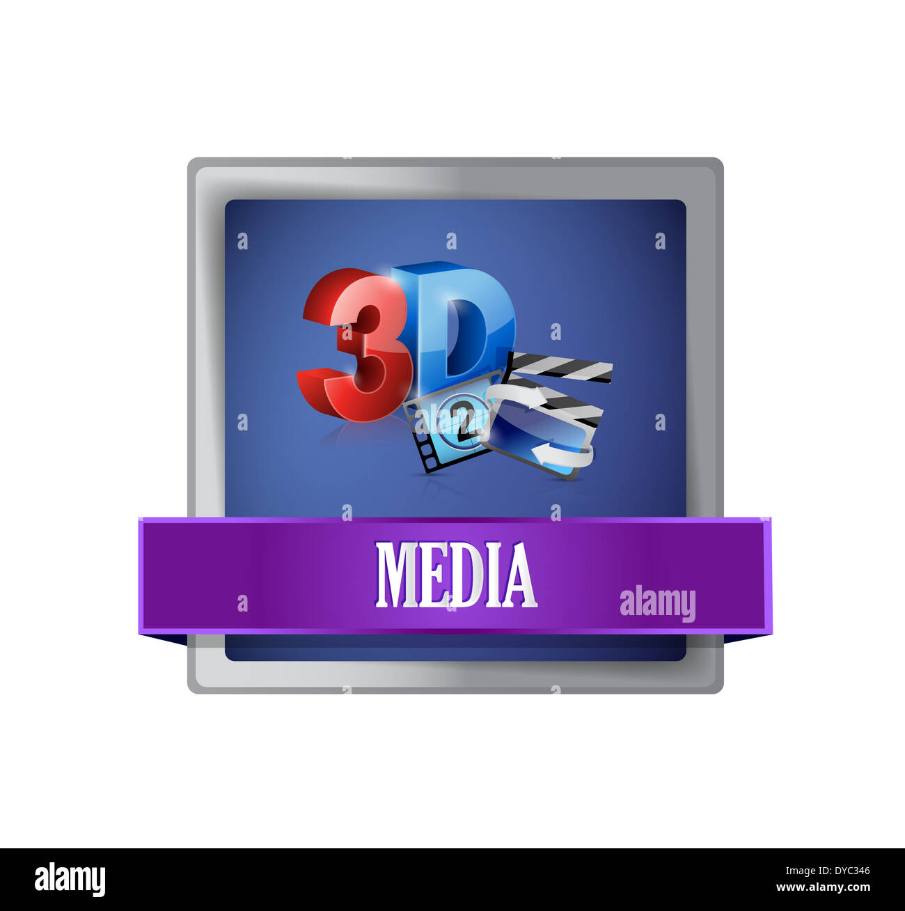 3D movie concept illustration design over black Stock Photo - Alamy