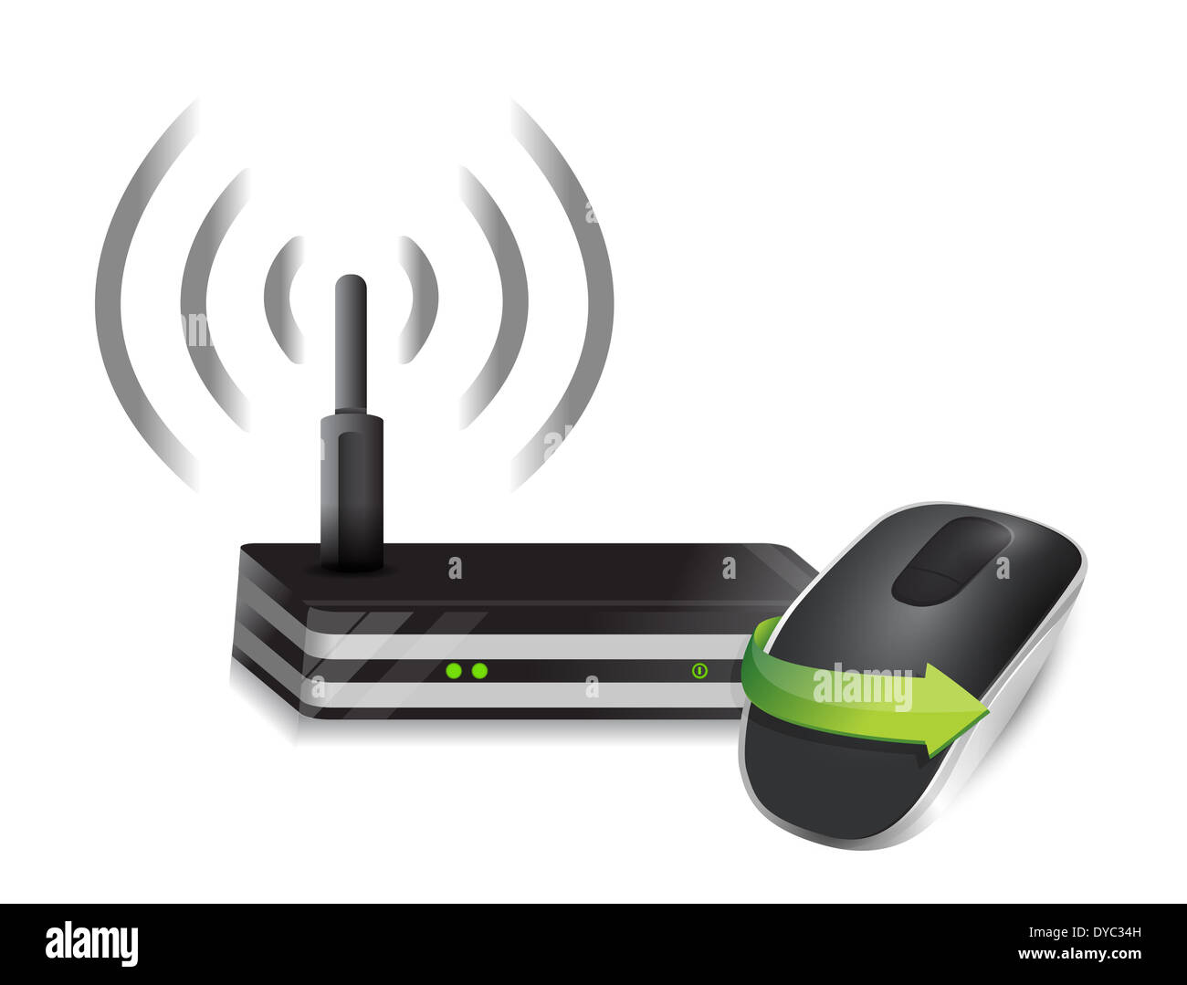 router and Wireless computer mouse isolated on white background Stock ...