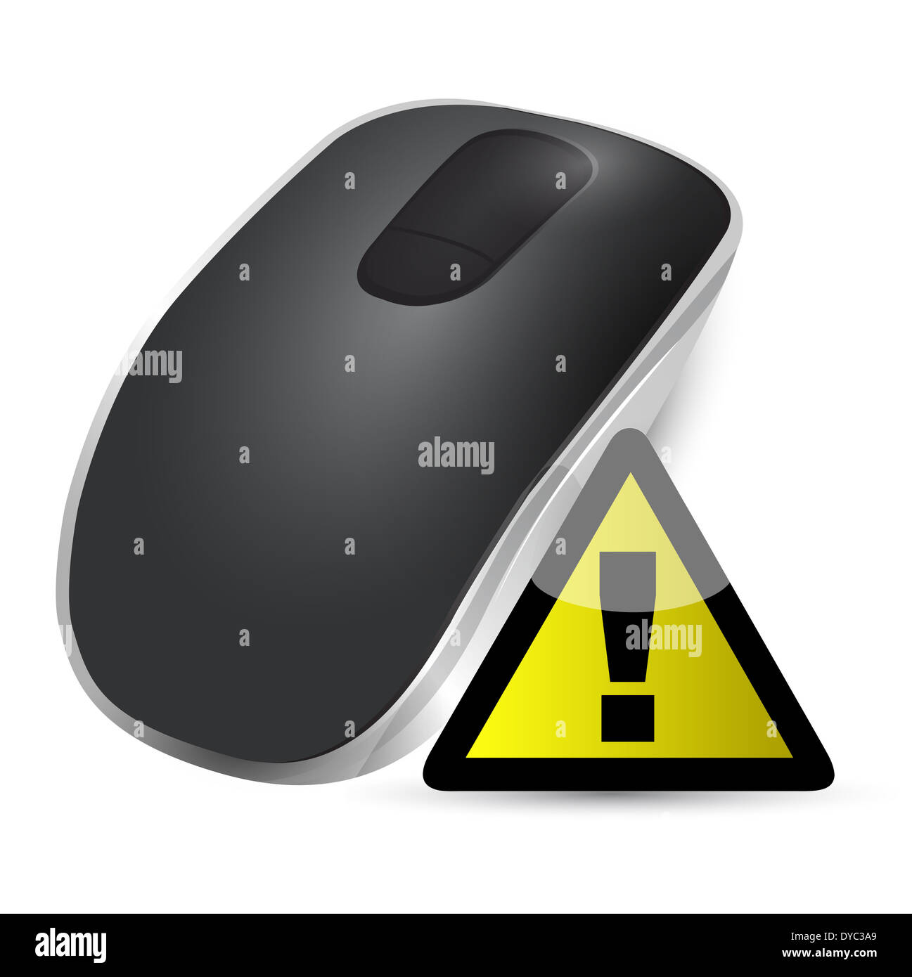 warning sign Wireless computer mouse isolated on white background Stock ...