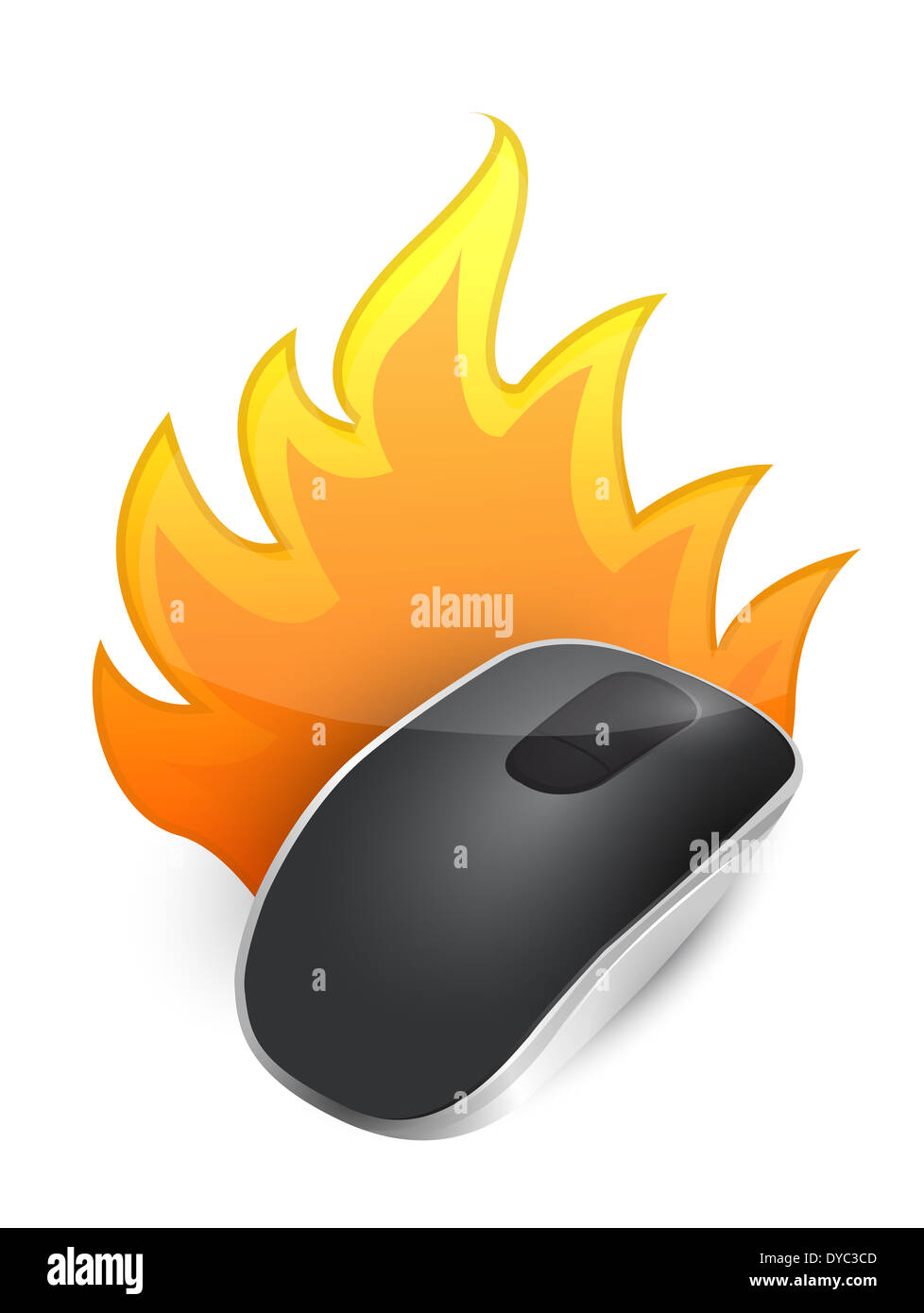burning Wireless computer mouse isolated on white background Stock ...