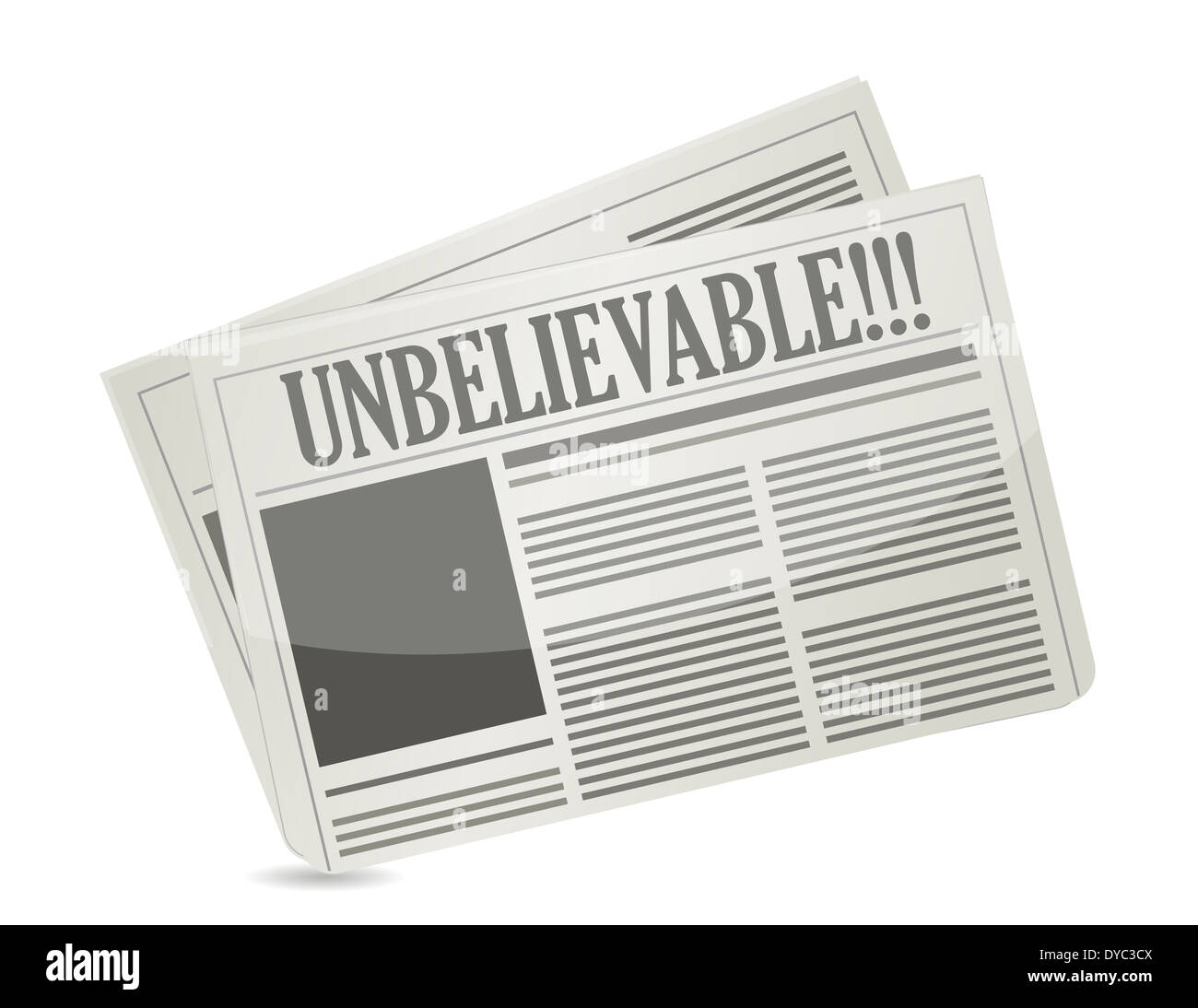 newspaper headline reading unbelievable illustration design over white ...