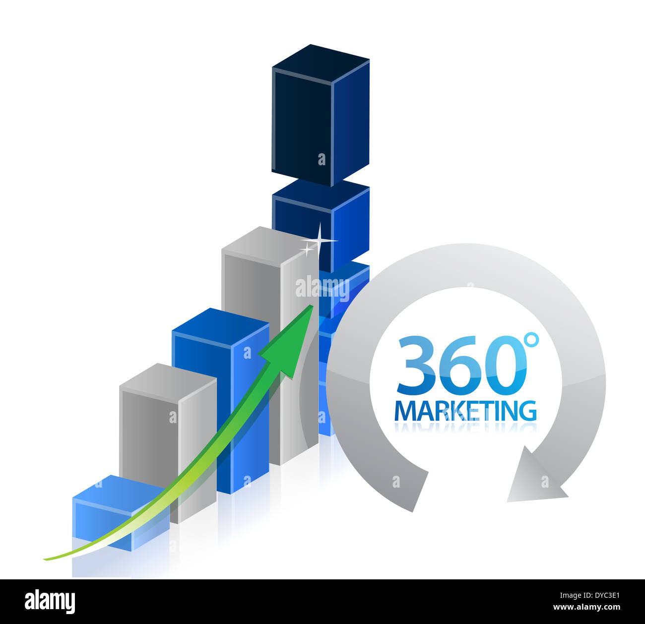 Marketing 360 graph illustration design over a white background design ...