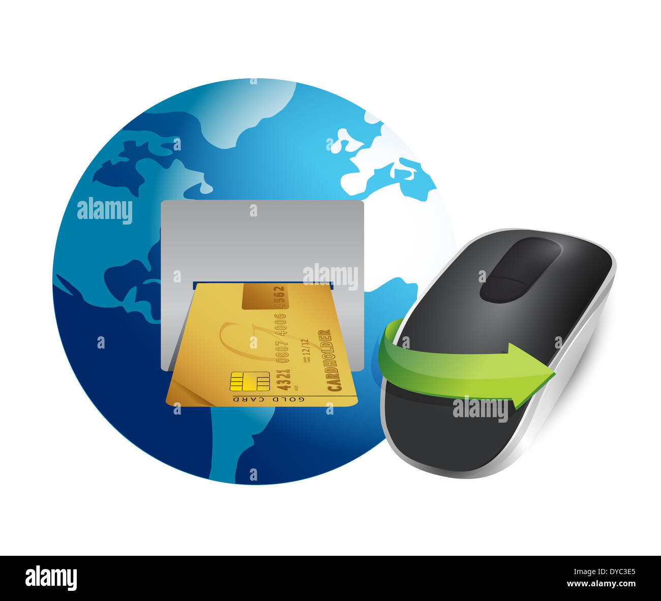 international banking concept Wireless computer mouse isolated on white ...