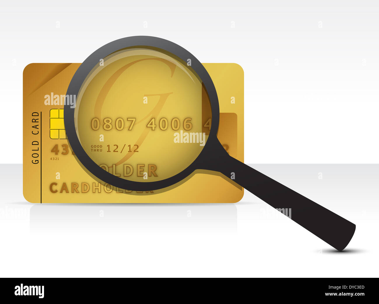 credit card magnify glass illustration design over a white background ...