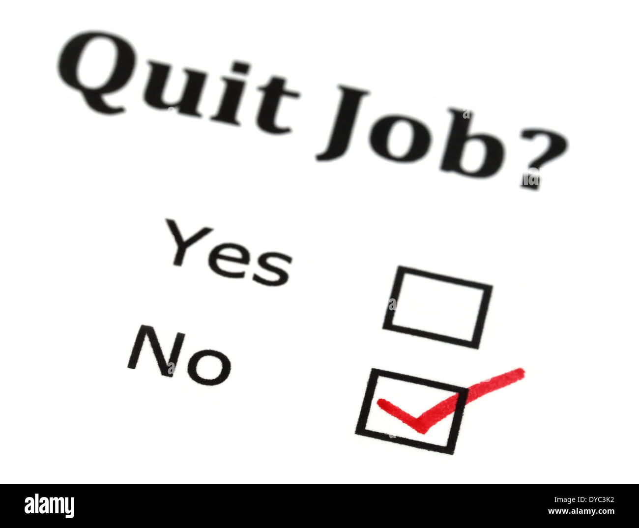Quit job check mark on white paper Stock Photo - Alamy
