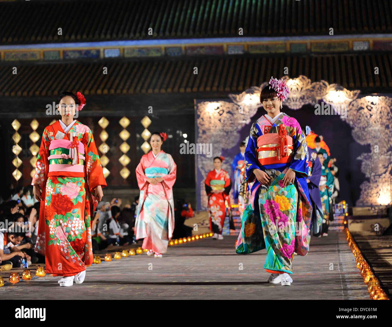 Hue. 13th Apr, 2014. Models present Asian costumes at the "Oriental ...