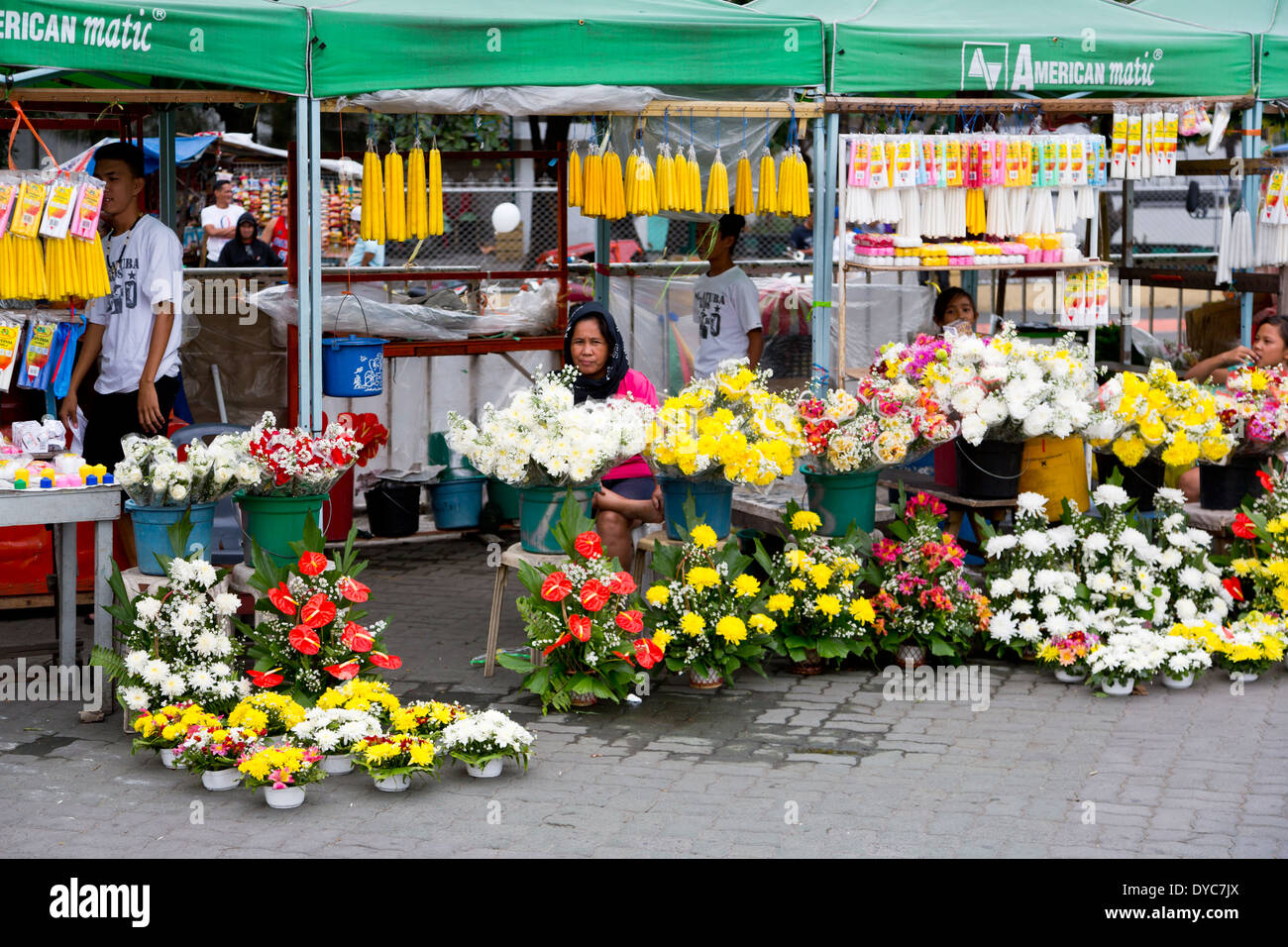 Flowers Stall on the North Cemetery in Manila, Philippines Stock Photo ...