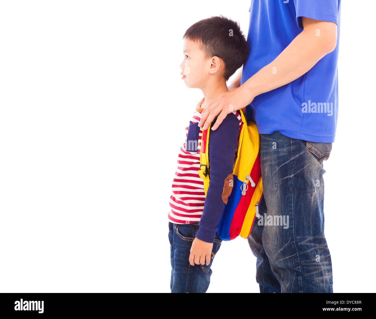 father take kid to go to school Stock Photo - Alamy