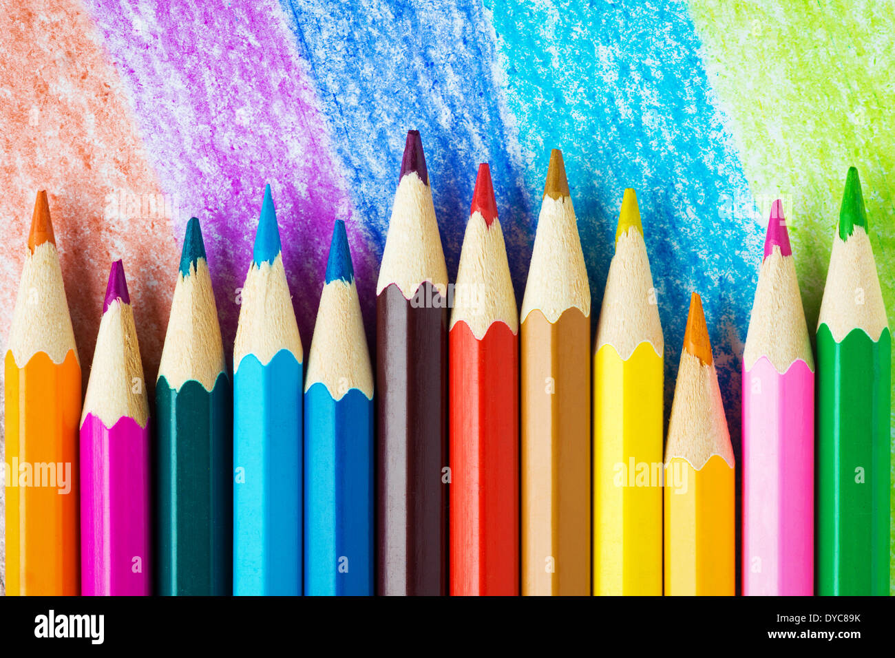 Colored pencils background Stock Photo - Alamy