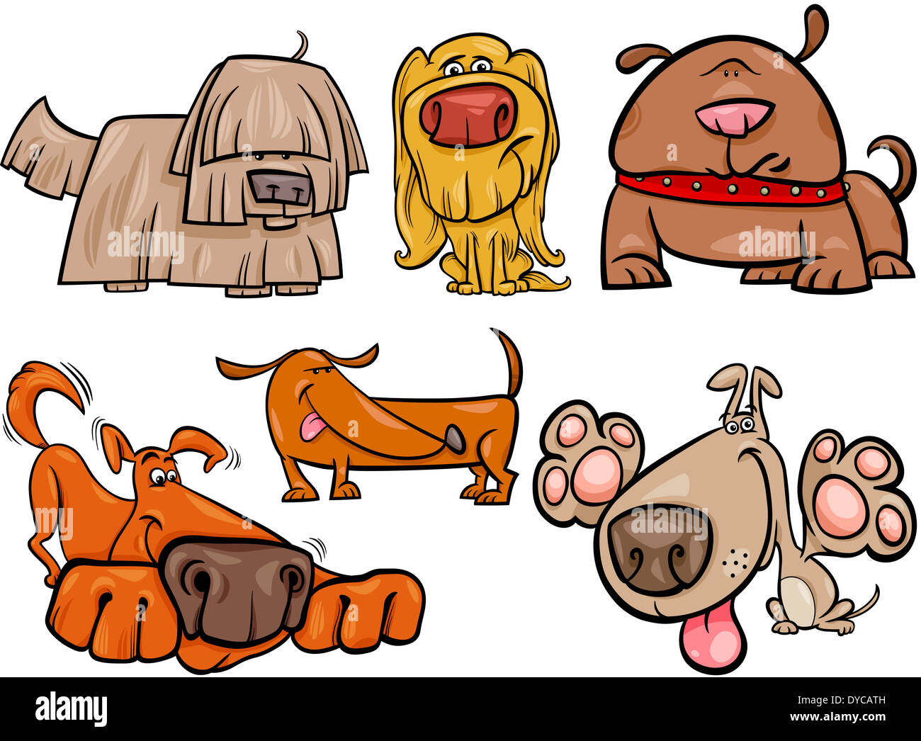 Cartoon Illustration of Cute Dogs or Puppies Pets Collection Stock ...
