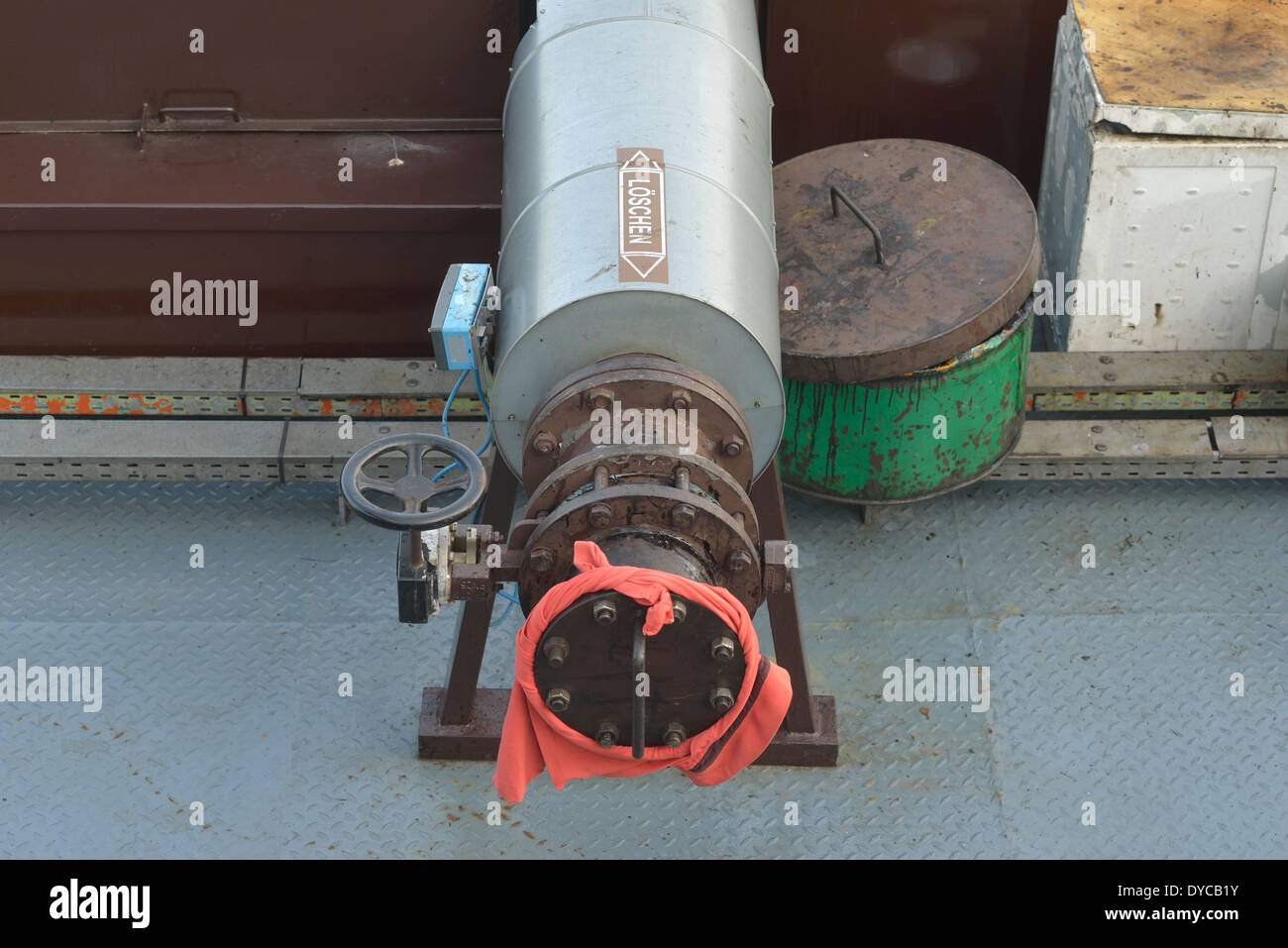 Badly sealed pipe on an oil tanker Stock Photo - Alamy