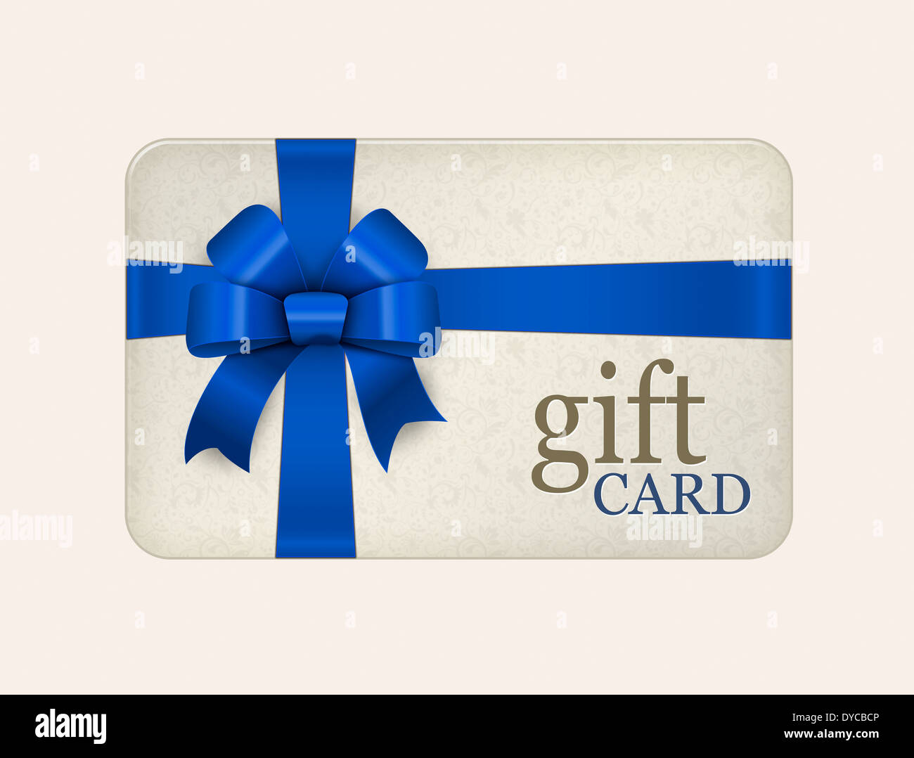 Gift card with blue ribbon Stock Photo - Alamy