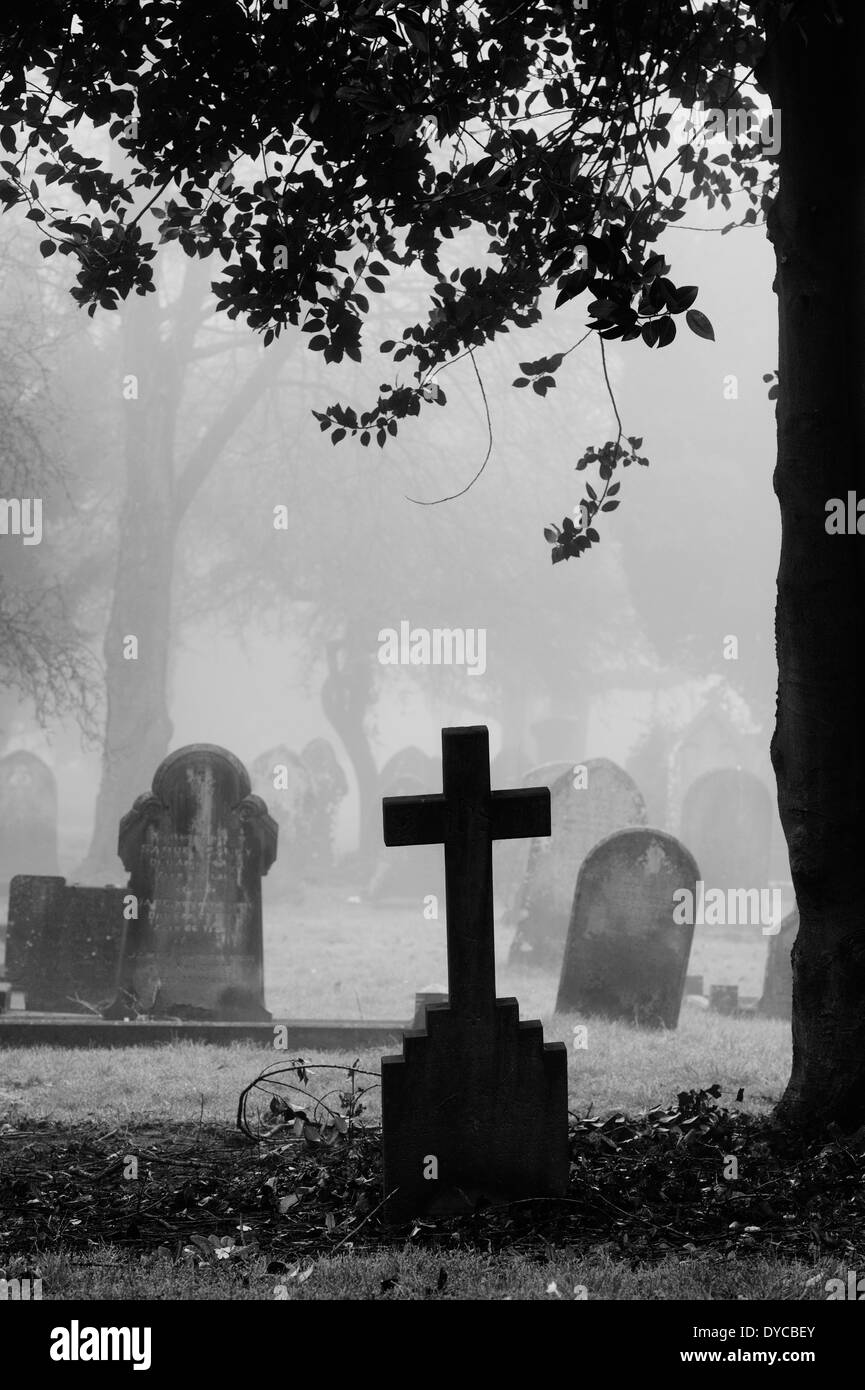 Cemetery in mist hi-res stock photography and images - Alamy