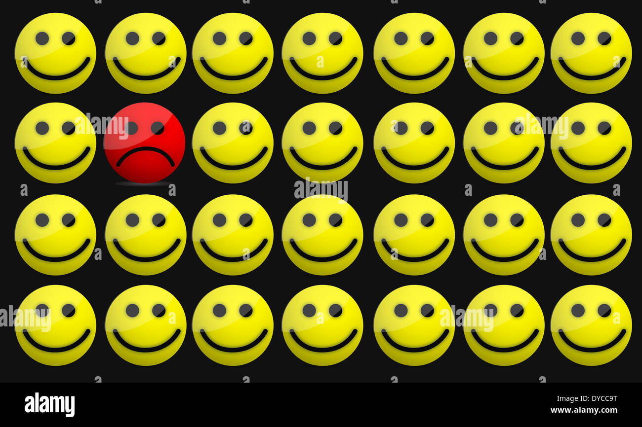 Smiles and one sad face Stock Photo - Alamy