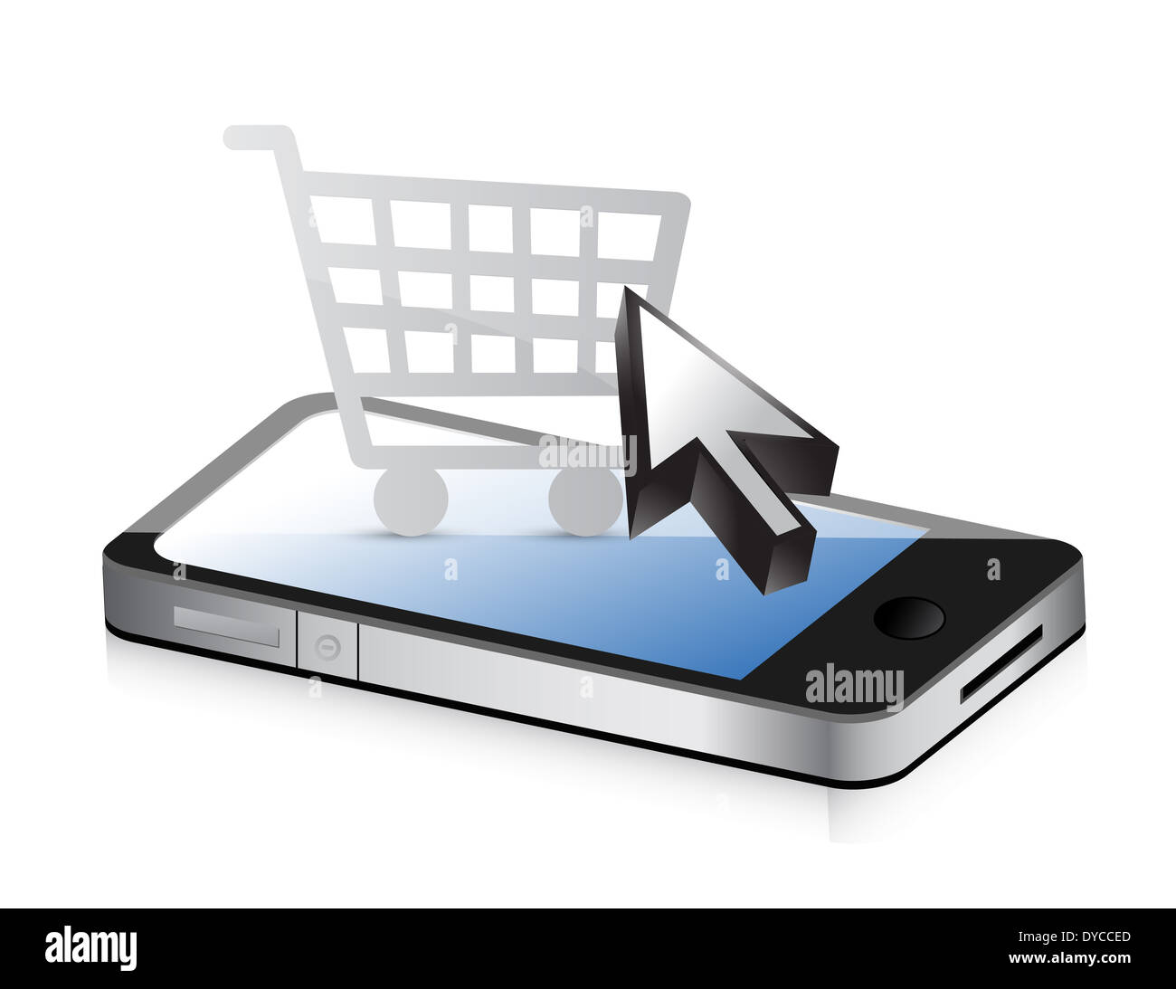shopping using technology. Phone and online shop concept illustration ...