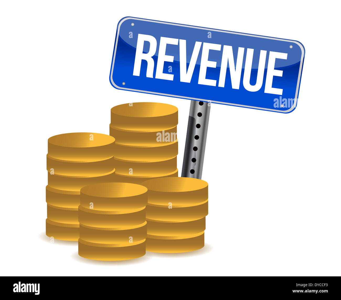 revenue coins and sign illustration design over a white background ...