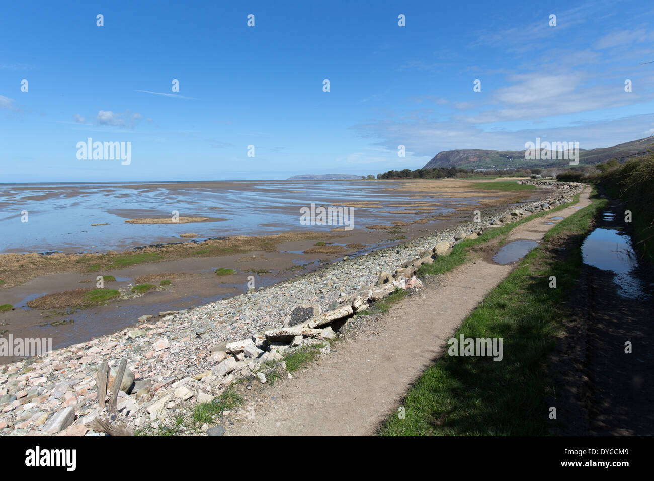 The Wales Coastal Path in North Wales. Traeth Lafan Nature Reserve on ...