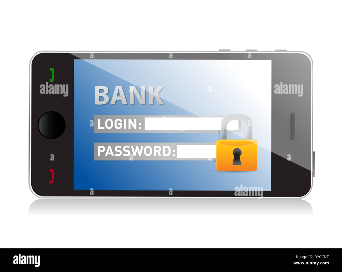 Smart phone with mobile banking illustration design over a white ...