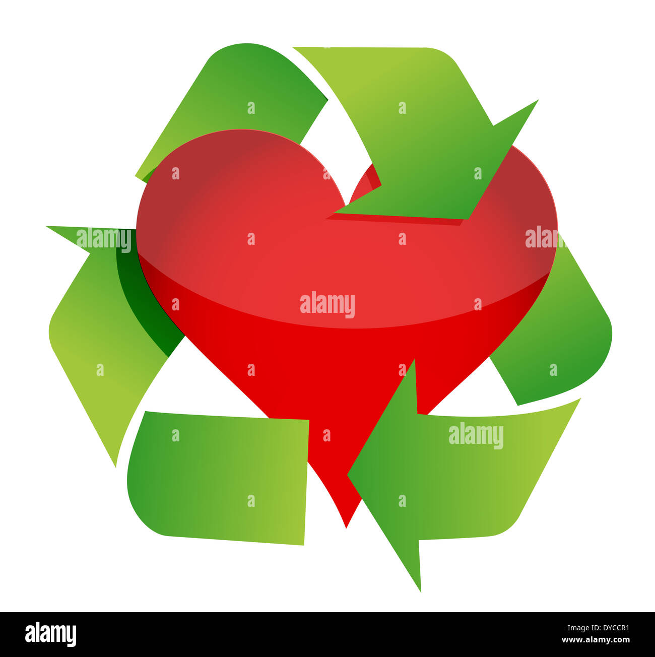 recycle heart illustration design over a white background Stock Photo ...