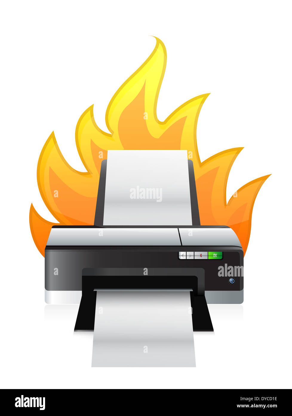 printer on fire illustration design over a white background Stock Photo ...