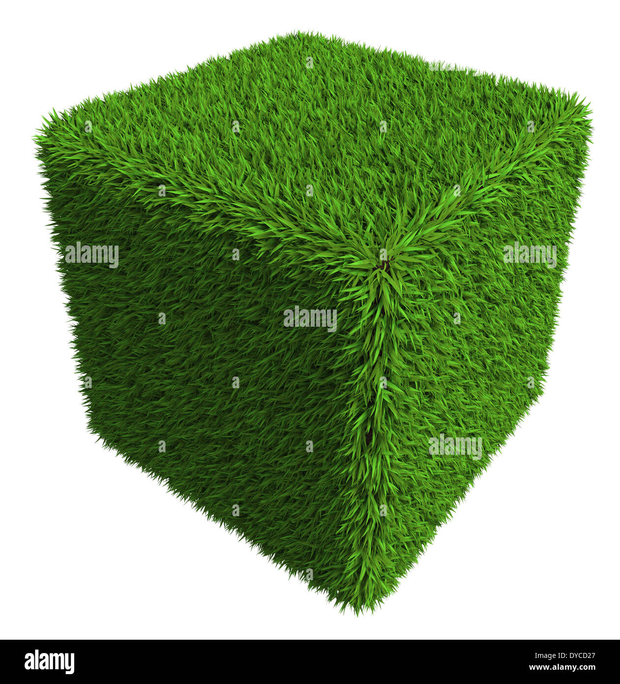 green grass cube isolated on white background. clipping path included ...
