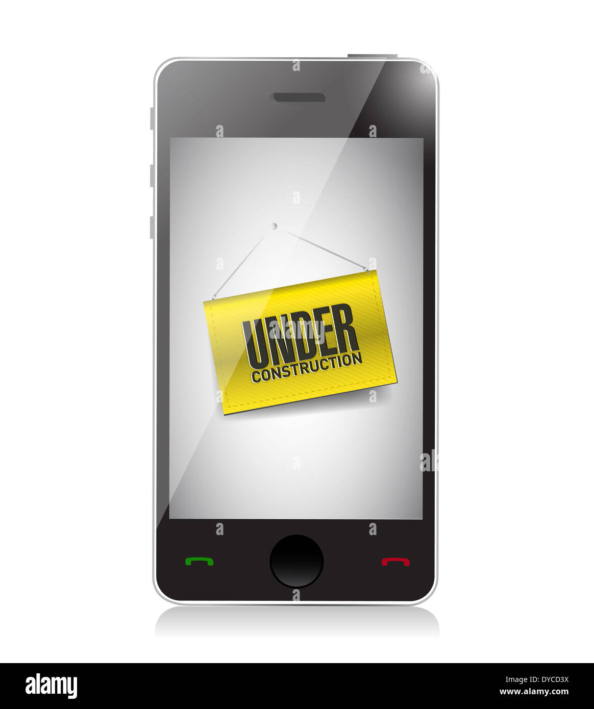 smartphone with an under construction signage illustration design Stock ...