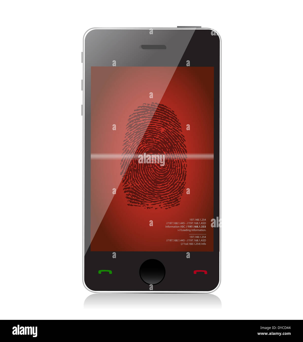 Mobile phone scanning a finger print illustration Stock Photo - Alamy