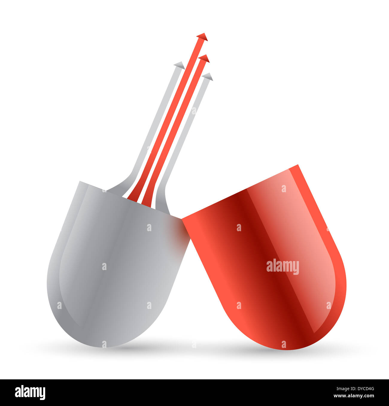 red pill and arrows from inside. illustration design over white Stock ...